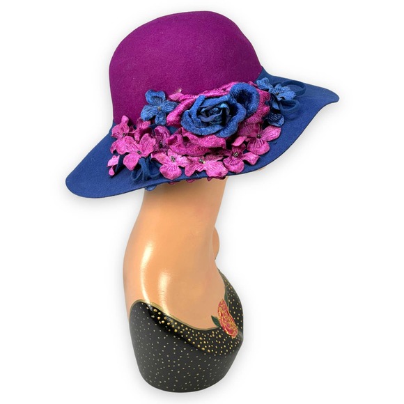 Heaslip | Accessories | New Nwt Heaslip Blue Magenta Wide Brim Felt Hat ...